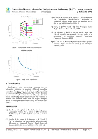 Modelling, and Design of a Quadcopter With MATLAB Implementation | PDF