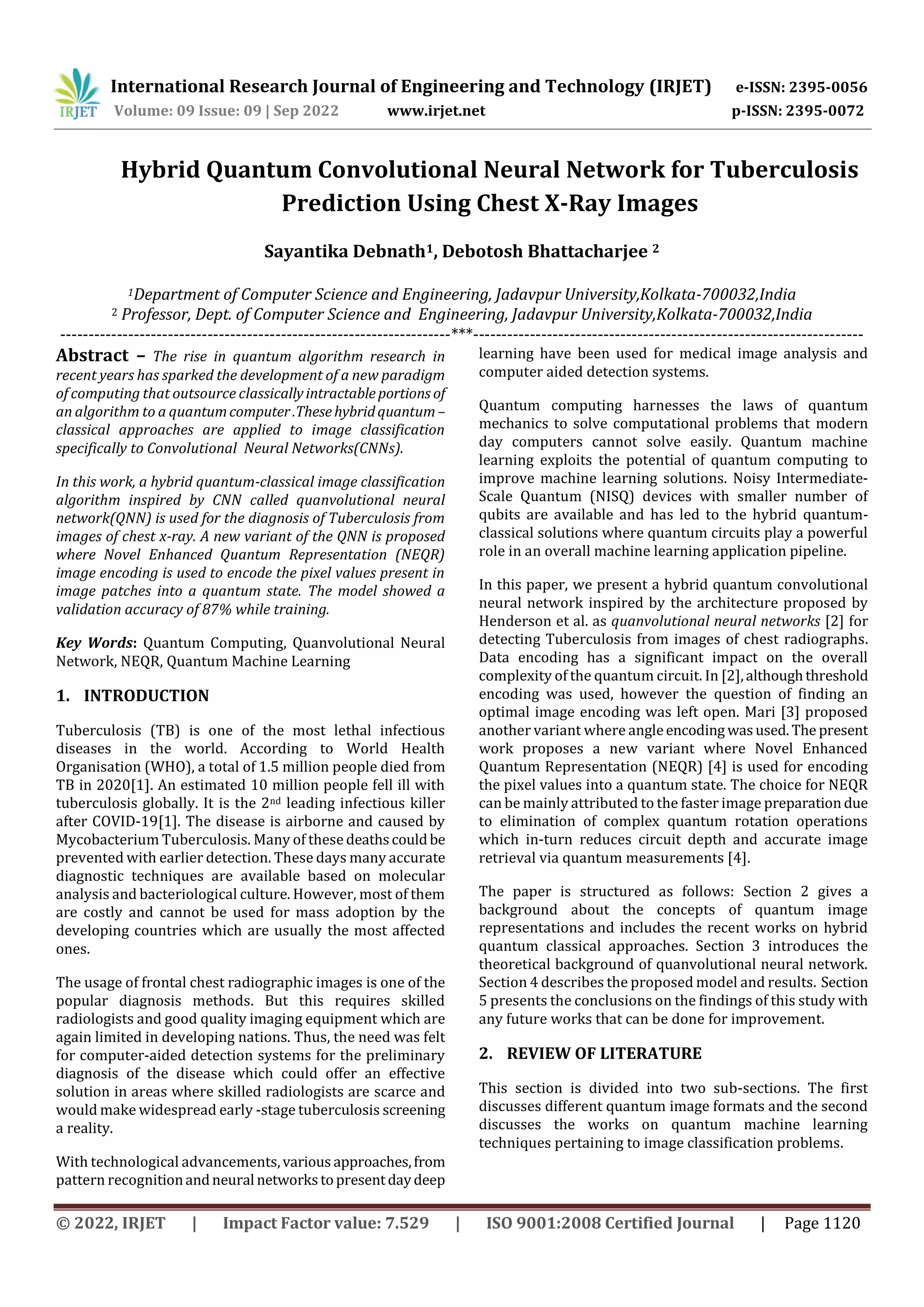 Hybrid Quantum Convolutional Neural Network For Tuberculosis Prediction Using Chest X Ray Images