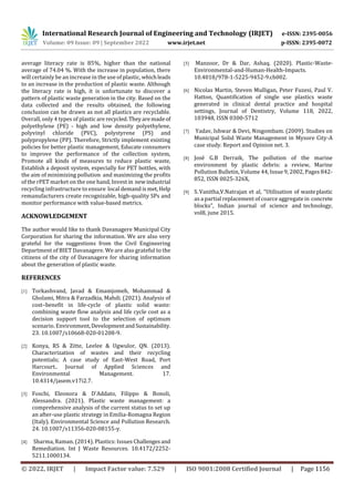 PLASTIC WASTE QUANTIFICATION, CHARACTERIZATION AND ITS MANAGEMENT IN ...