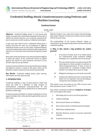 Credential Stuffing Attack: Countermeasures using Patterns and Machine Learning | PDF