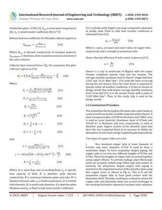 DESIGN AND PERFORMANCE EVALUATION OF A SERPENTINE THERMOSYPHON FLAT ...