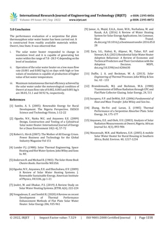 DESIGN AND PERFORMANCE EVALUATION OF A SERPENTINE THERMOSYPHON FLAT ...