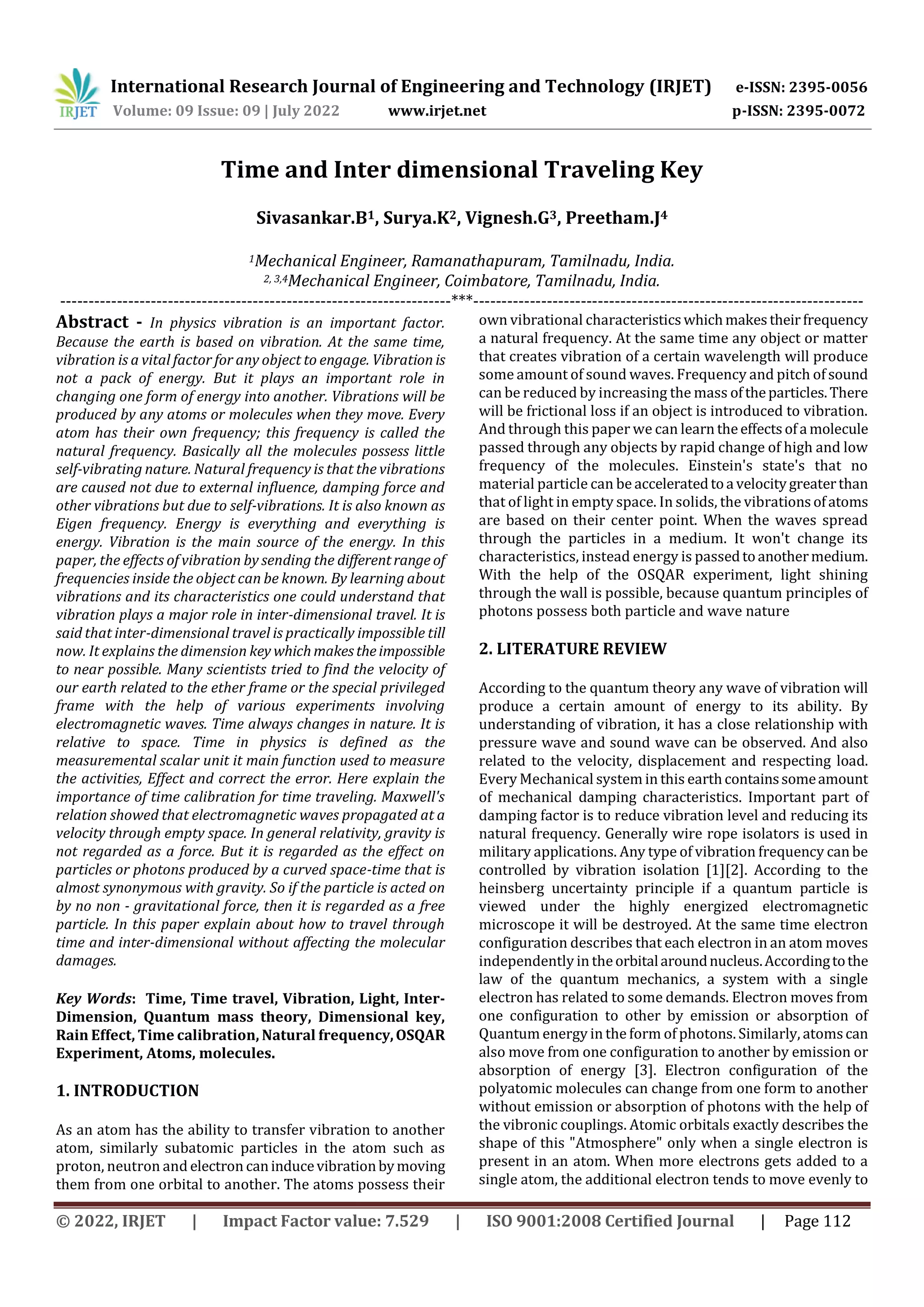 Time and Inter dimensional Traveling Key | PDF