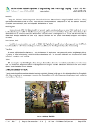 Design and fabrication of multiple press tools for sheet metal ...