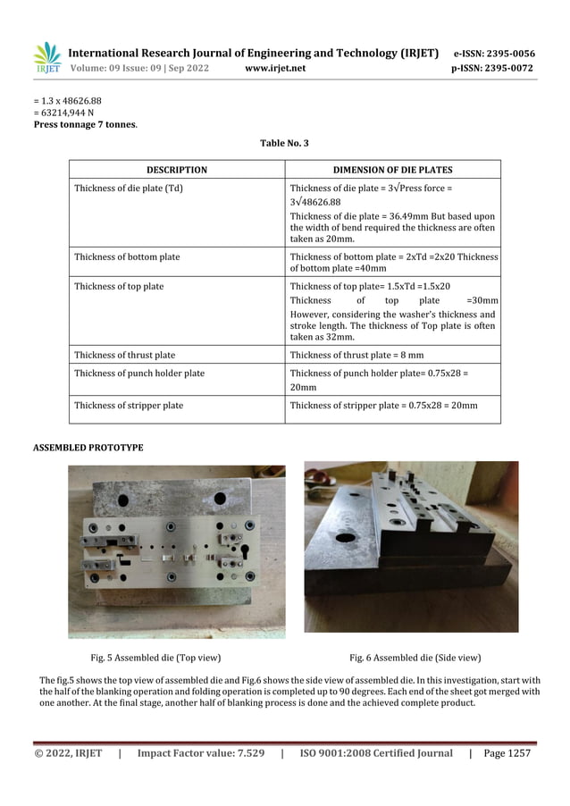 Design and fabrication of multiple press tools for sheet metal ...
