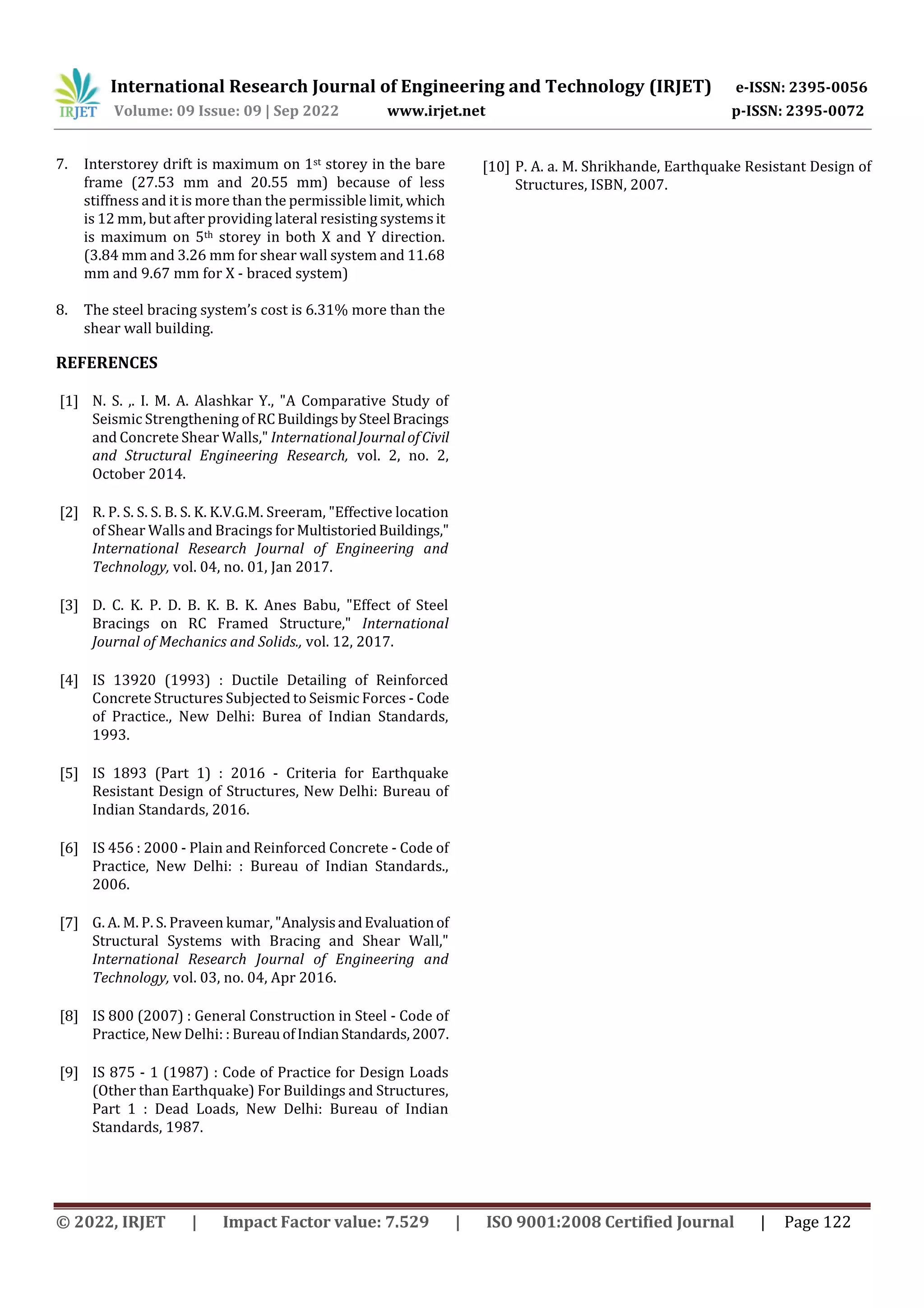 Comparison of Seismic Resistance of Moment Resisting RC Building using Shear wall and Bracing | PDF