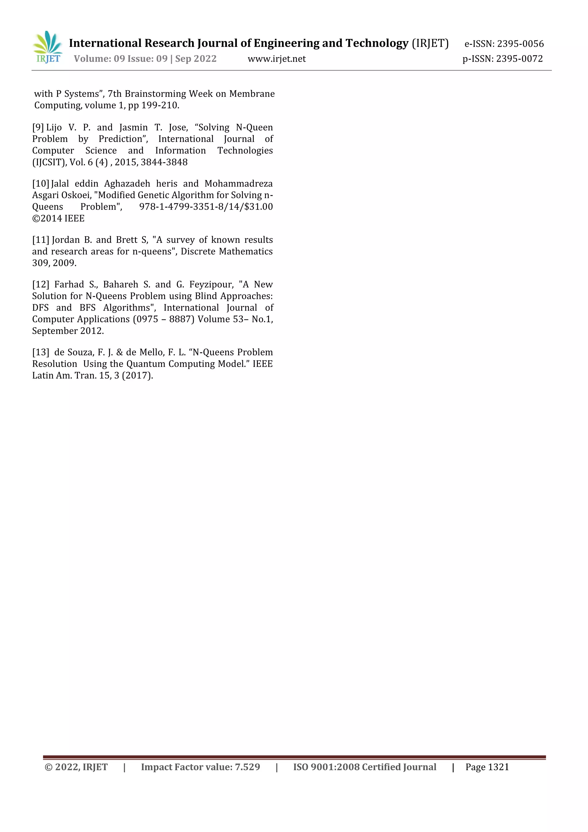 An approach to solve the N-Queens Problem using Artificial Intelligence algorithm | PDF