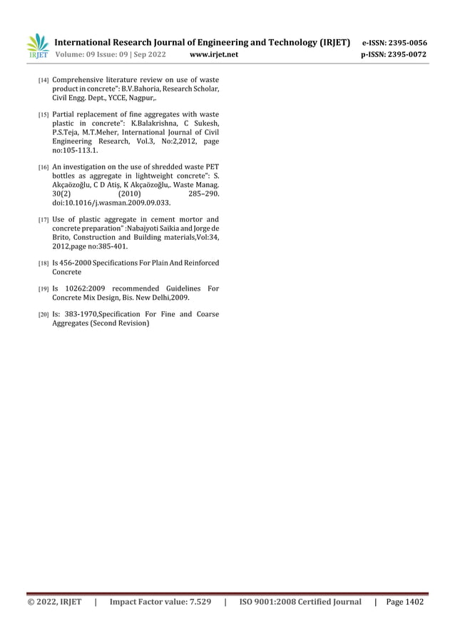 A Study on Behavior of Concrete by Partial Replacement of Coarse ...