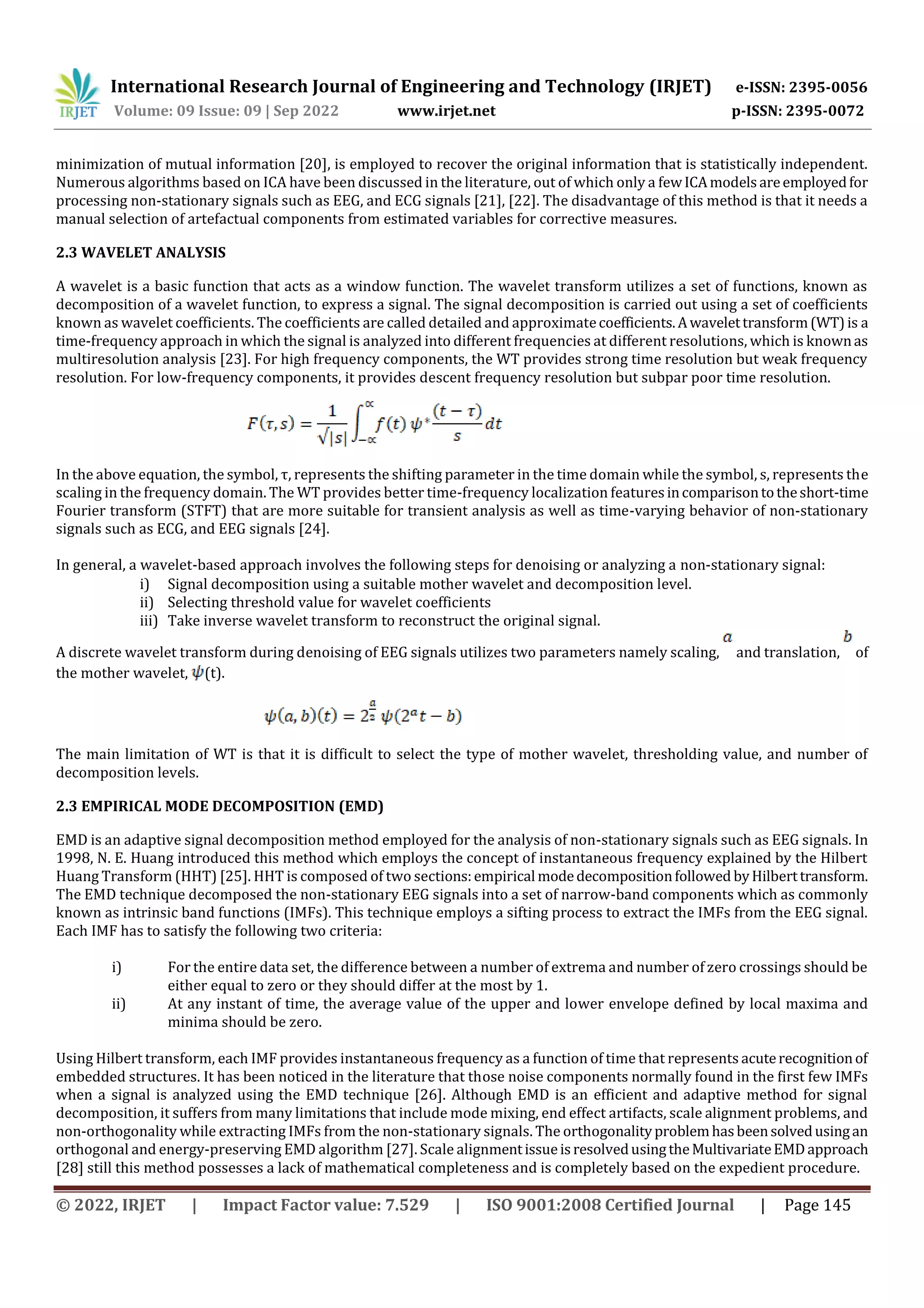 Denoising Techniques for EEG Signals: A Review | PDF