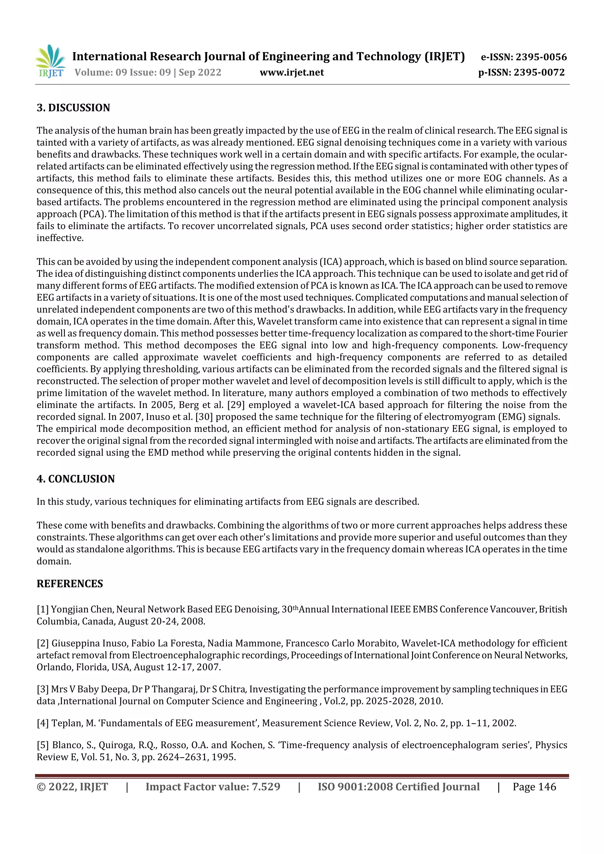 Denoising Techniques for EEG Signals: A Review | PDF