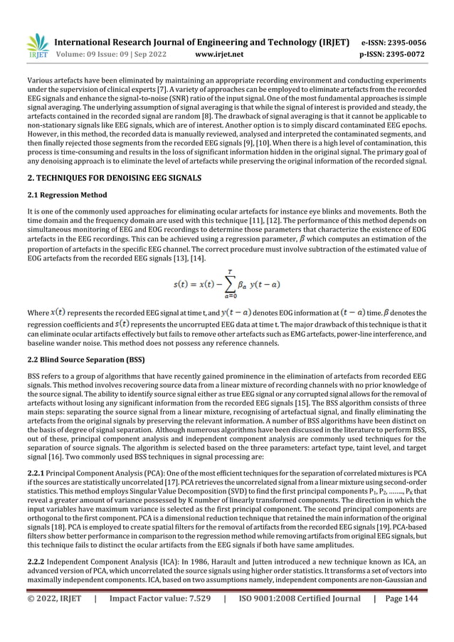 Denoising Techniques for EEG Signals: A Review | PDF