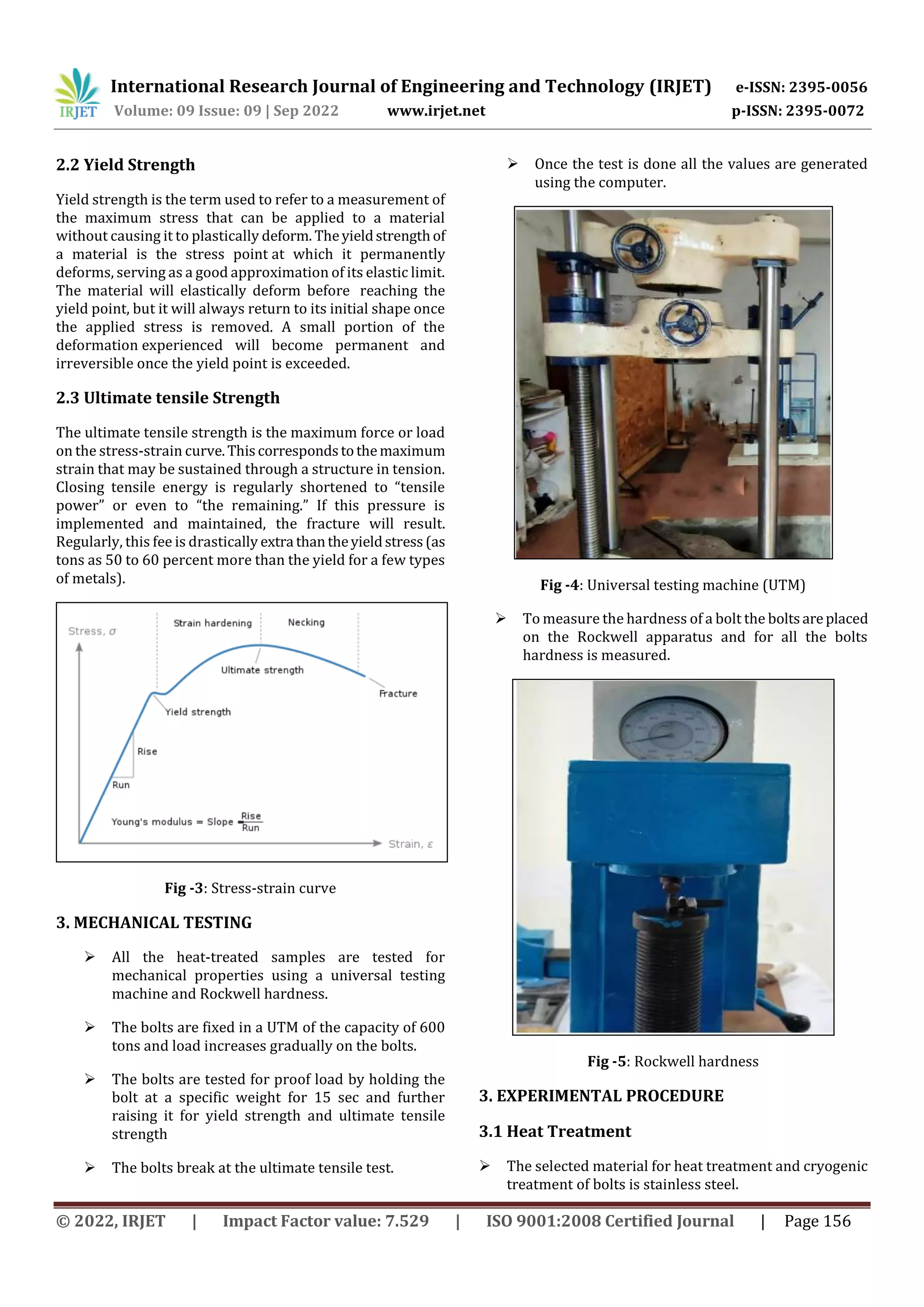 Study of Mechanical Properties of Stainless Steel (304) Bolts at ...