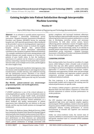 Gaining Insights into Patient Satisfaction through Interpretable Machine Learning | PDF