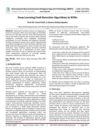 Deep Learning Fault Detection Algorithms in WSNs | PDF