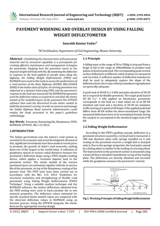 PAVEMENT WIDENING AND OVERLAY DESIGN BY USING FALLING WEIGHT ...