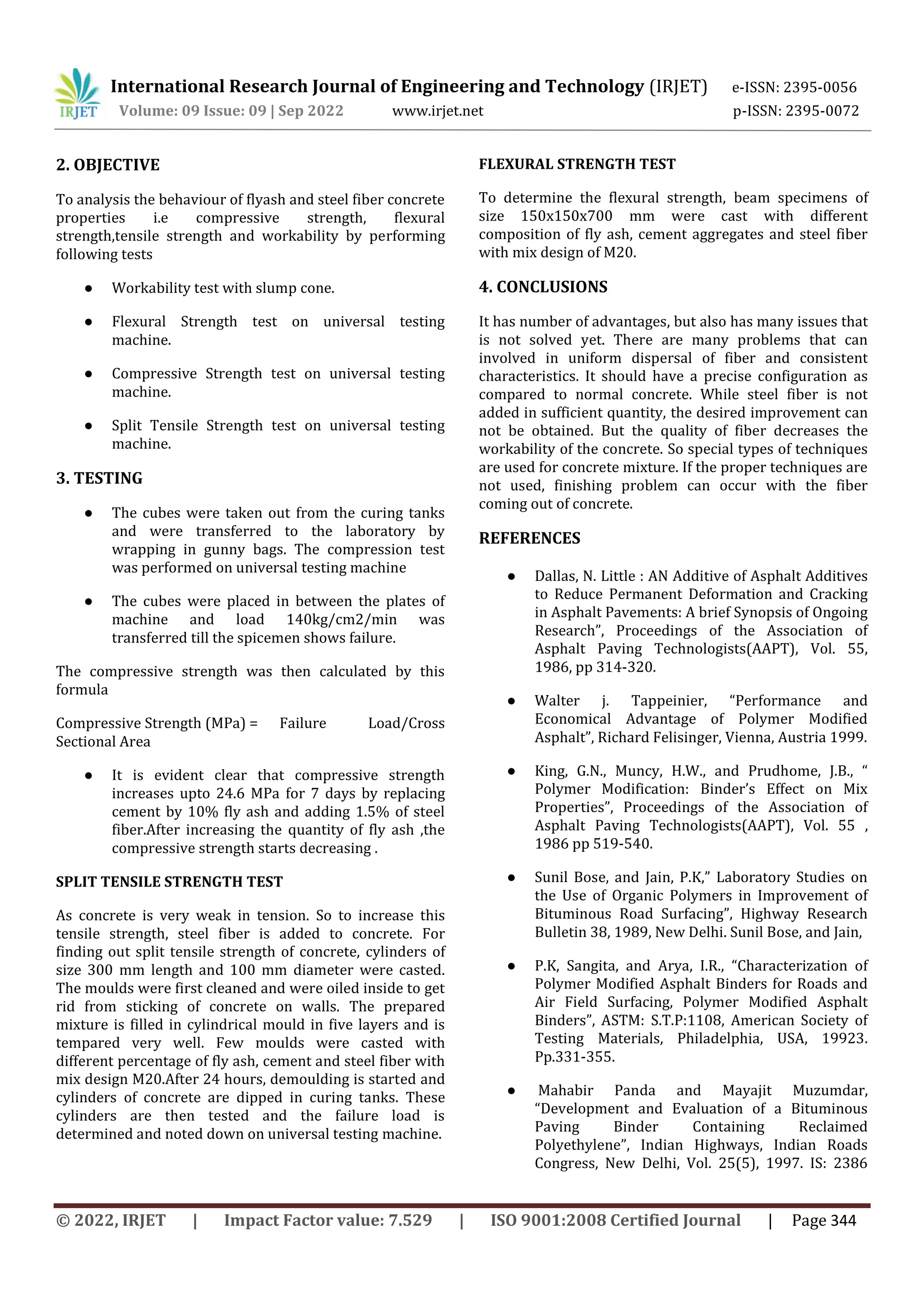 REPLACEMENT OF CEMENT WITH FLY ASH AND STEEL FIBER IN RIGID PAVEMENT | PDF