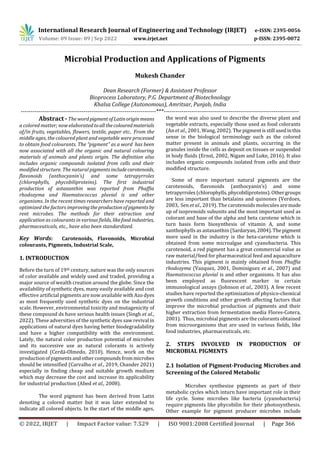 Microbial Production and Applications of Pigments | PDF