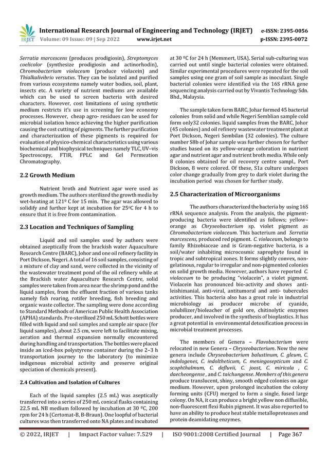 Microbial Production and Applications of Pigments | PDF