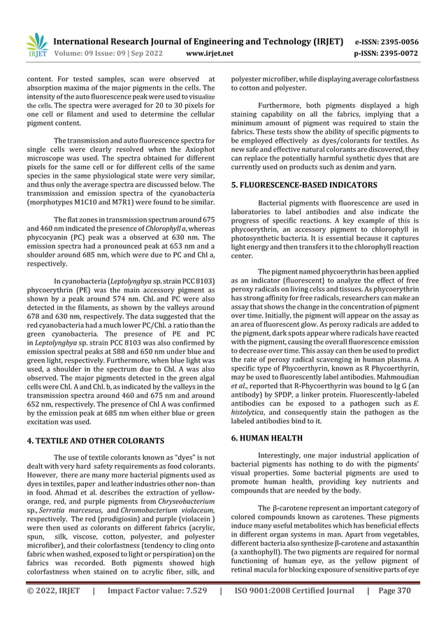 Microbial Production and Applications of Pigments | PDF