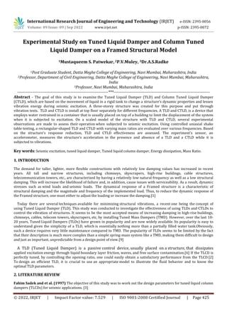 Experimental Study on Tuned Liquid Damper and Column Tuned Liquid ...