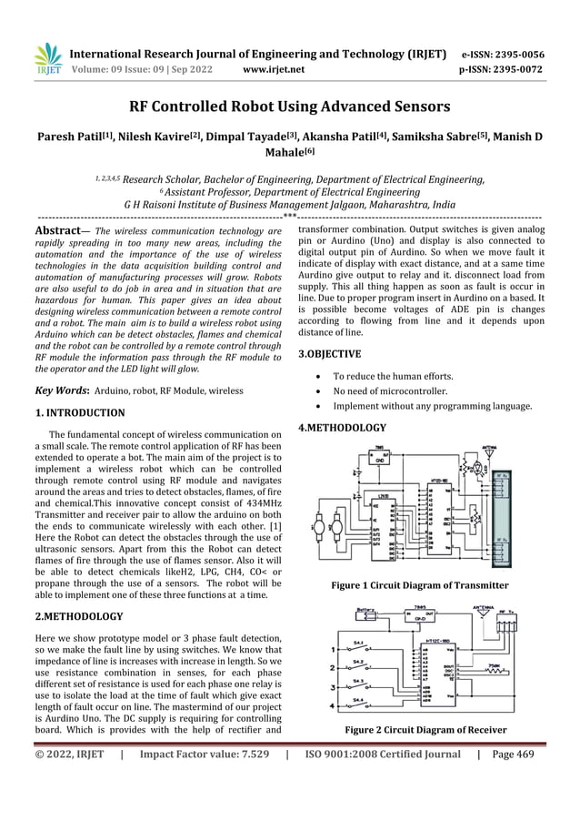 RF Controlled Robot Using Advanced Sensors | PDF