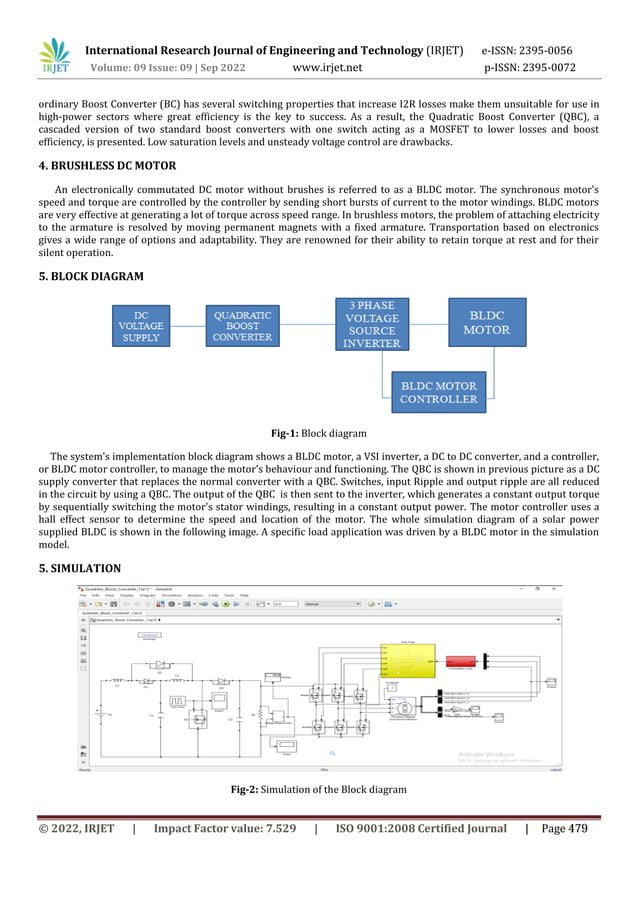 DESIGN AND IMPLEMENTATION OF QUADRATIC BOOST CONVERTER FOR APPLICATION OF BLDC MOTOR | PDF