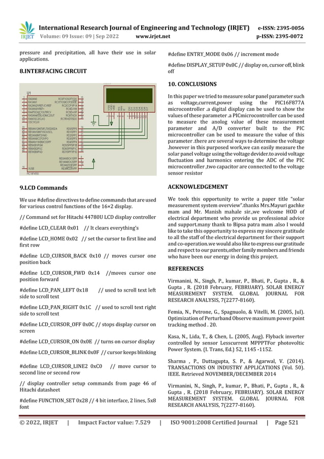 SOLAR ENERGY MEASUREMENT USING PIC MICROCONTROLLER | PDF