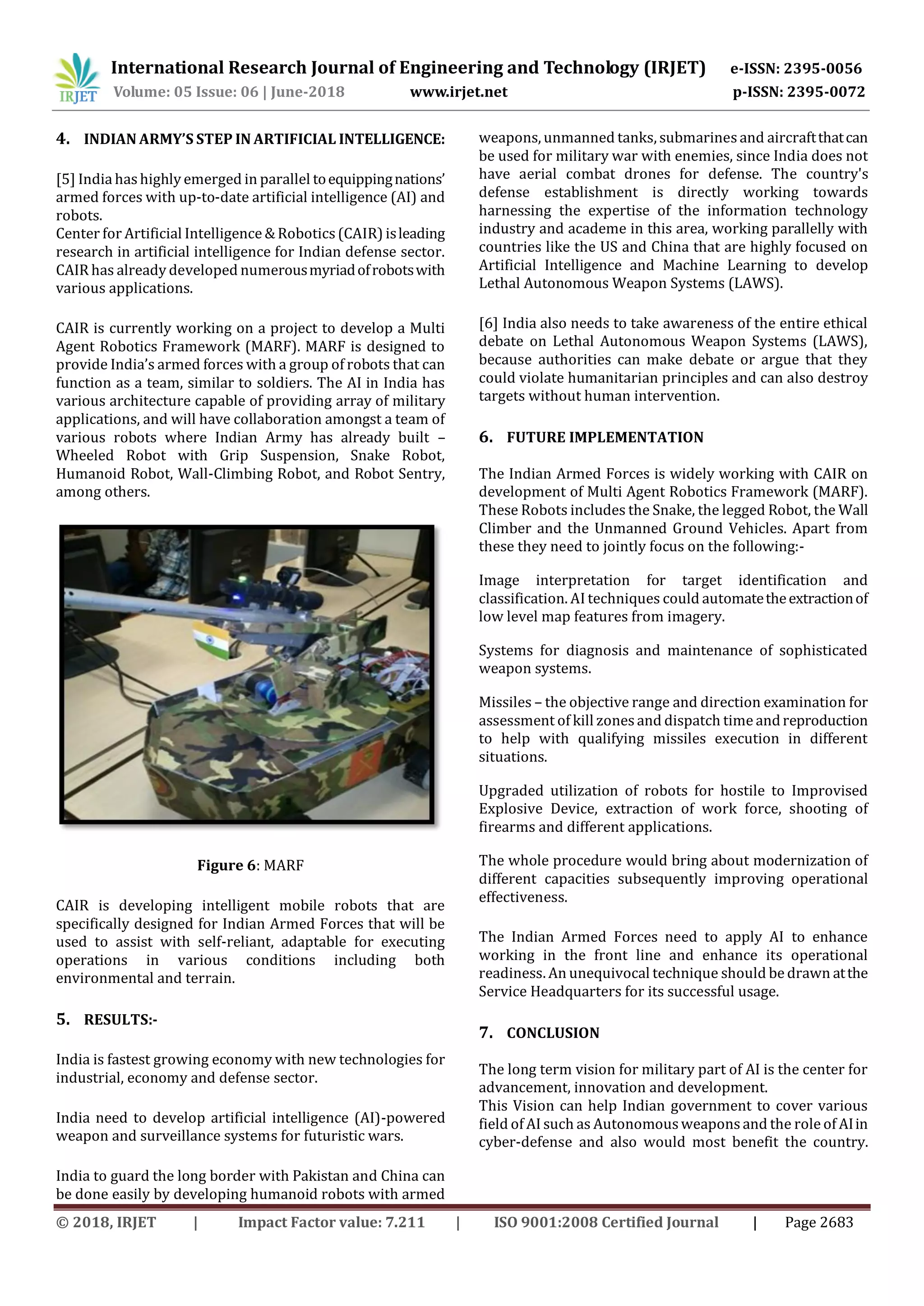 IRJET- Artificial Intelligence in Defense Sector | PDF
