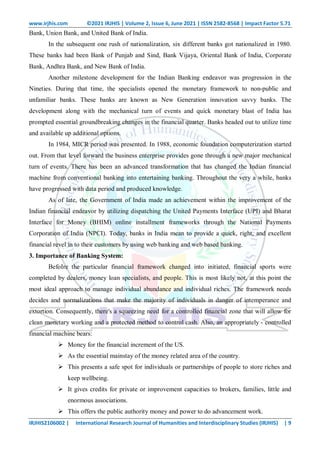 IRJHIS2106002 PAPER STUDY OF BANKING SERVICES PROVIDED BY BANKS IN ...