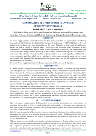 COORDINATION OF OVER CURRENT RELAY USING OPTIMIZATION TECHNIQUE | PDF