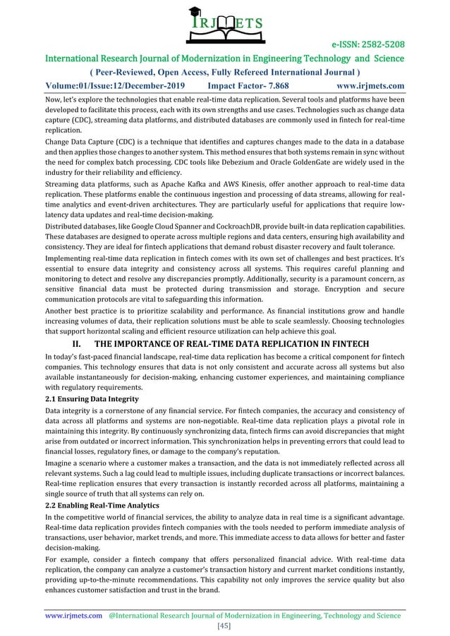 REAL-TIME DATA REPLICATION IN FINTECH: TECHNOLOGIES AND BEST PRACTICES | PDF