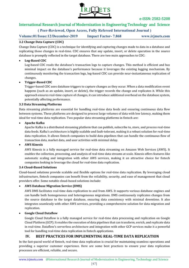 REAL-TIME DATA REPLICATION IN FINTECH: TECHNOLOGIES AND BEST PRACTICES | PDF