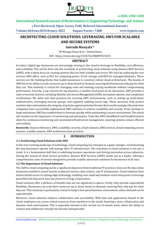 ARCHITECTING CLOUD SOLUTIONS: LEVERAGING AWS FOR SCALABLE AND SECURE SYSTEMS | PDF