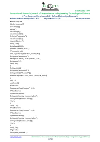 AUTOMATIC IRRIGATION SYSTEM DESIGN AND IMPLEMENTATION BASED ON IOT FOR AGRICULTURAL DEVELOPMENT ...