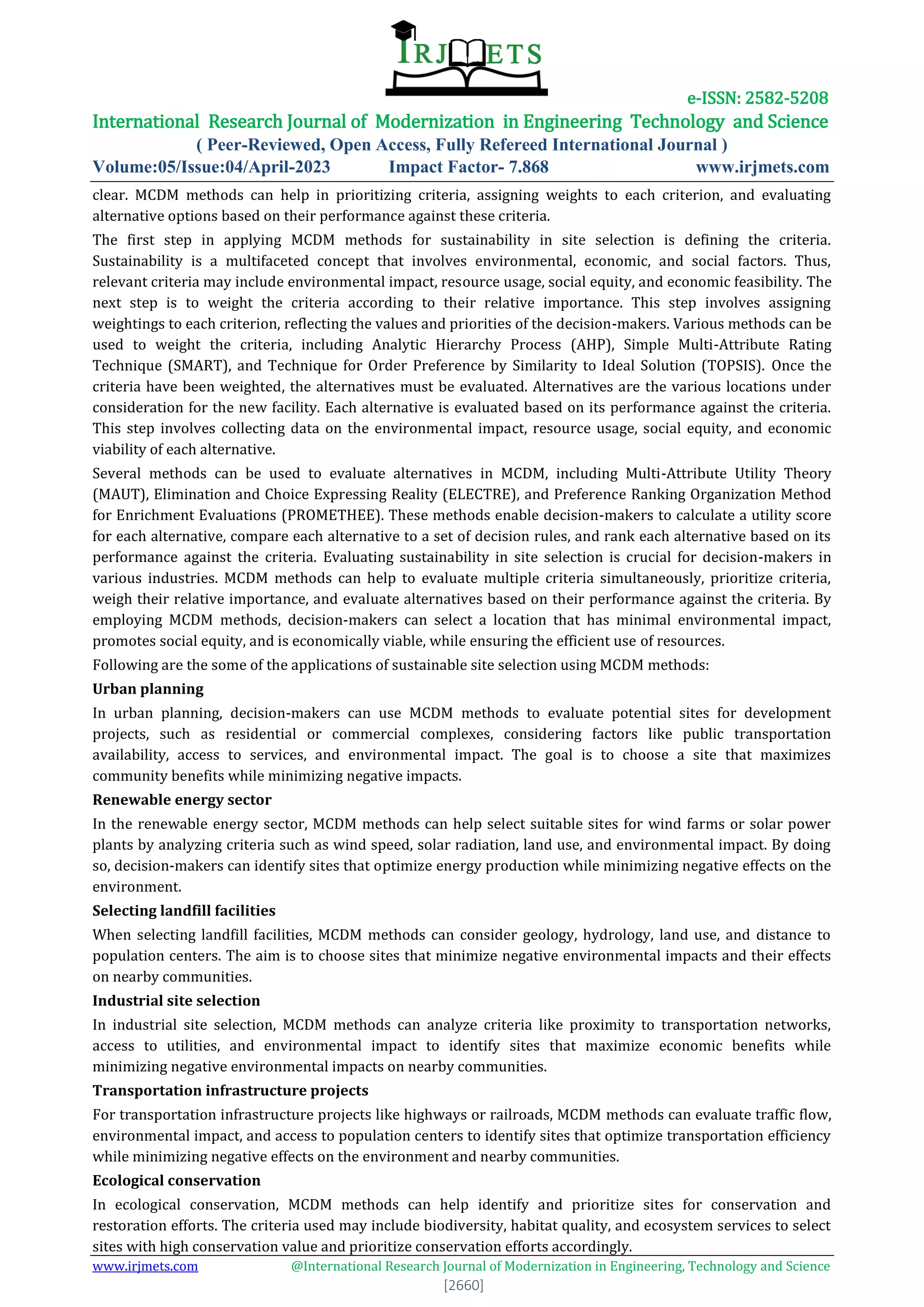 Multi-Criteria Decision-Making (MCDM) as a powerful tool for ...