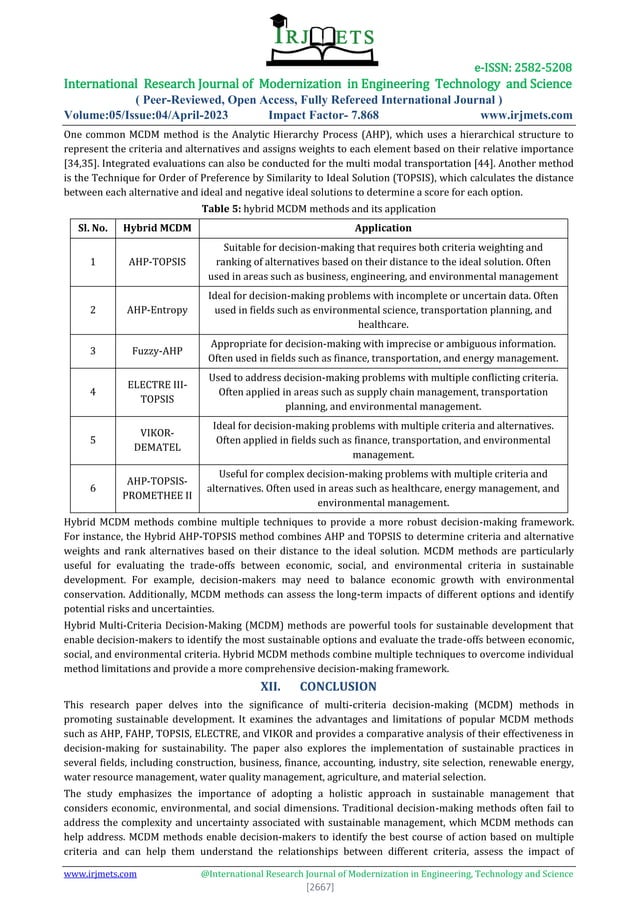 Multi Criteria Decision Making Mcdm As A Powerful Tool For Sustainable Development Effective