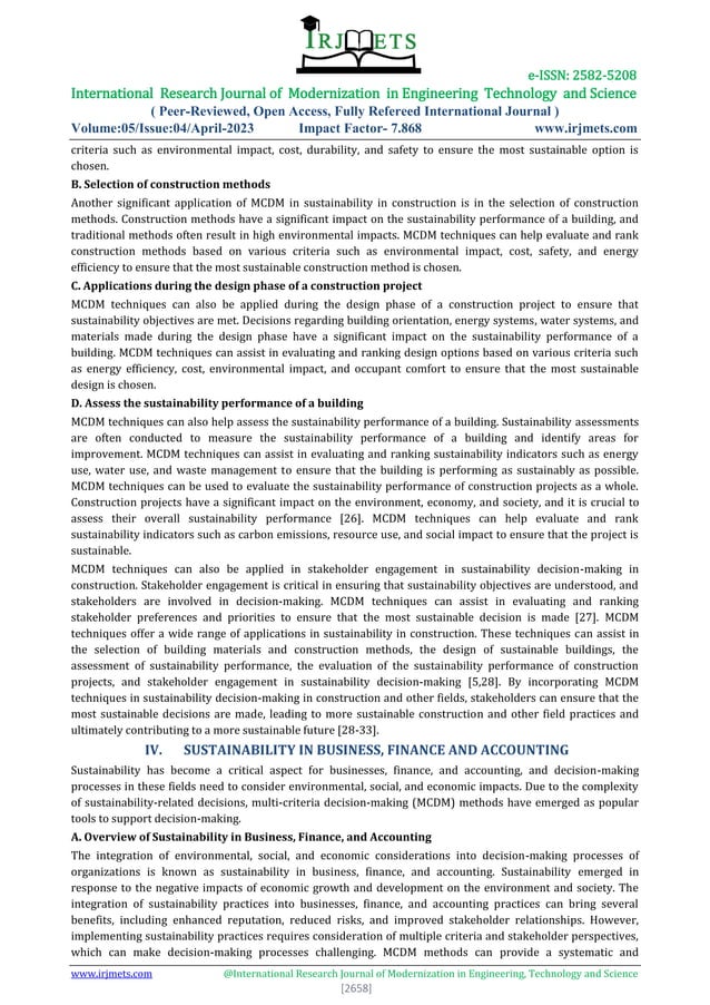 Multi Criteria Decision Making Mcdm As A Powerful Tool For Sustainable Development Effective