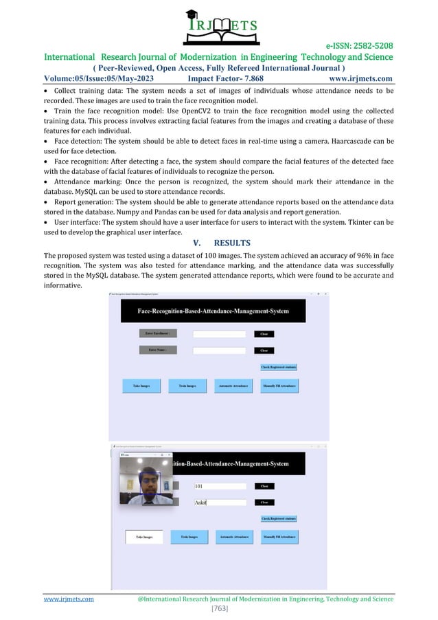 research Paper face recognition attendance system | PDF | Computing | Technology & Computing