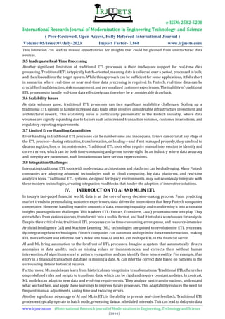 NEXT-GENERATION ETL IN FINTECH: LEVERAGING AI AND ML FOR INTELLIGENT DATA TRANSFORMATION | PDF