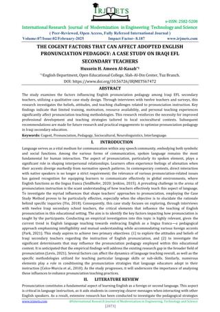 THE COGENT FACTORS THAT CAN AFFECT ADOPTED ENGLISH PRONUNCIATION ...