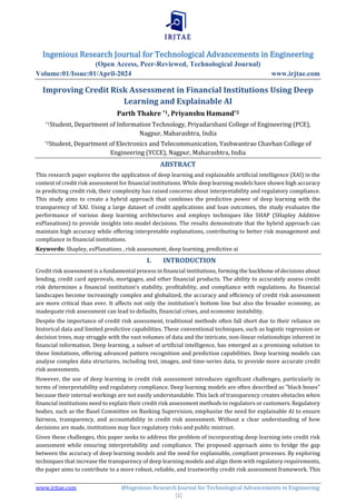 Improving Credit Risk Assessment in Financial Institutions Using Deep Learning and Explainable ...