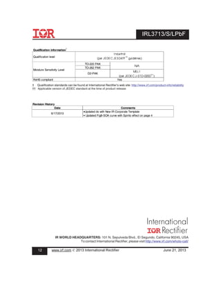 Original Mosfet IRL3713PBF 3713 30V 180A TO-220 New IR | PDF