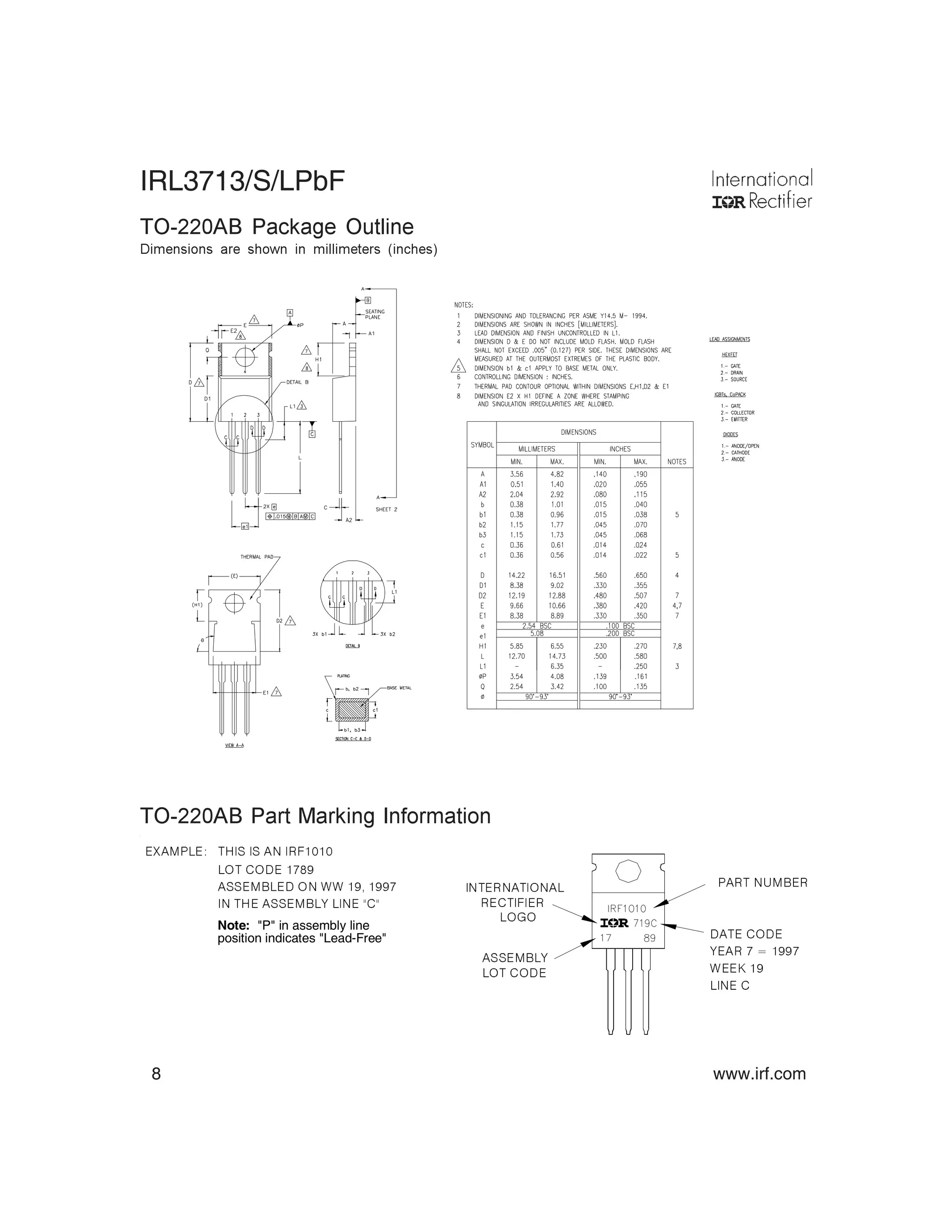Original Mosfet IRL3713PBF 3713 30V 180A TO-220 New IR | PDF