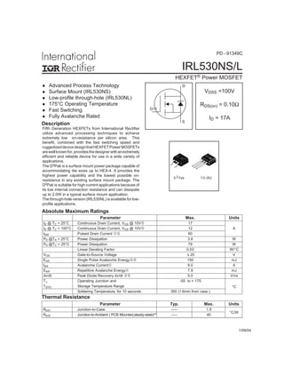Original Mosfet IRL530N 530 100V 17A TO-220 New | PDF