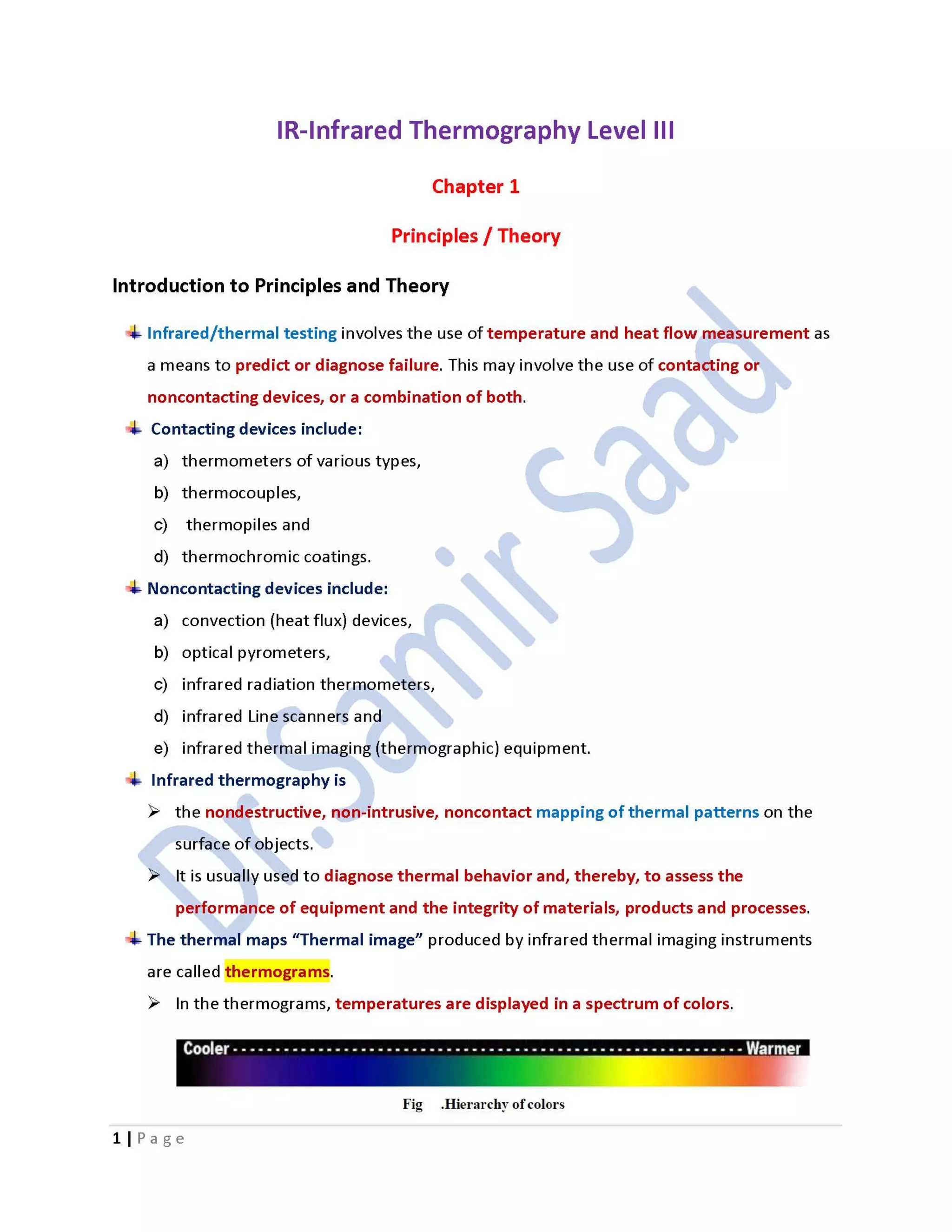 ASNT Thermal/Infrared Testing (IR) Level III Notes-Dr. Samir Saad | PDF