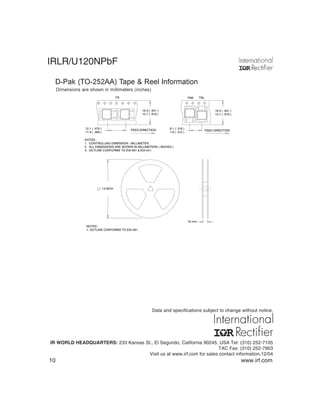 Original N - Channel Mosfet IRLR120NTRPBF LR120 LR120N 100V TO-252 New ...