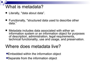 New Directions in Metadata | PPT | Databases | Computer Software and Applications