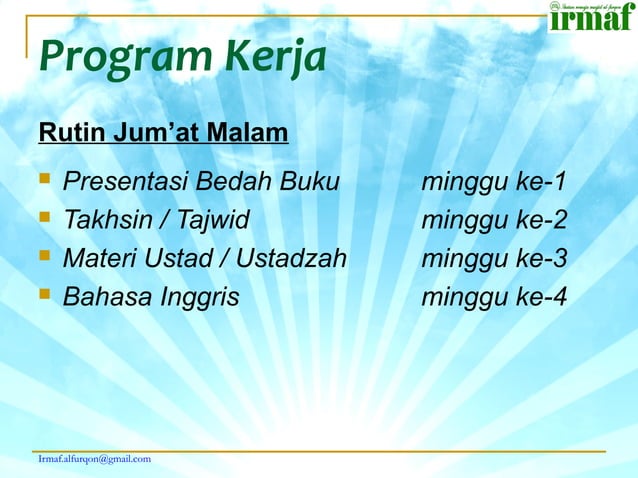 Irmaf (ikatan remaja masjid al furqan) | PPT