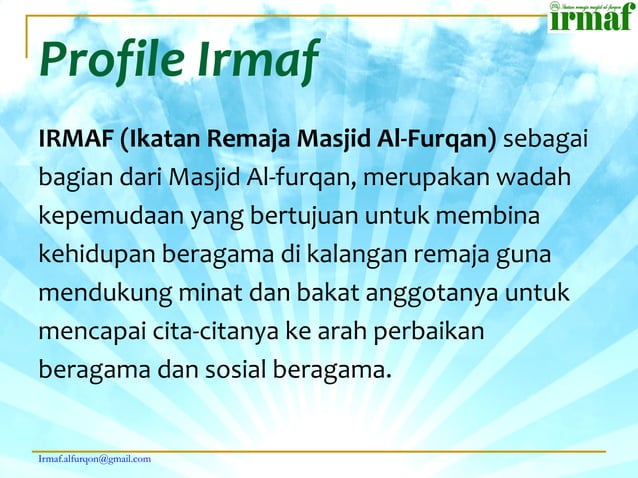Irmaf (ikatan remaja masjid al furqan) | PPT