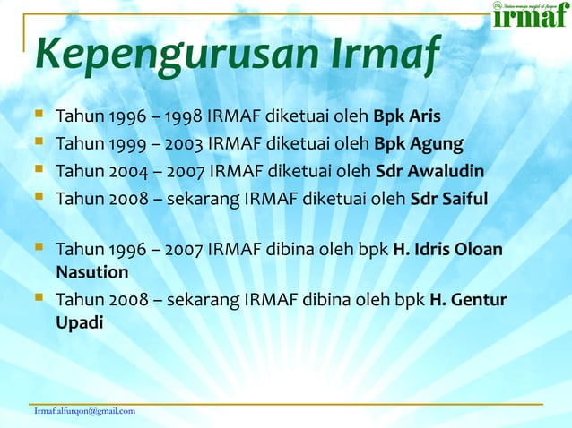 Irmaf (ikatan remaja masjid al furqan) | PPT